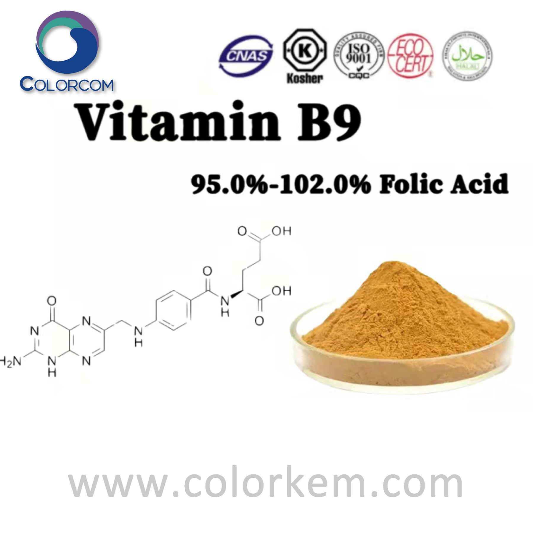 High Quality Folic Acid Manufacturer And Supplier Factory COLORKEM